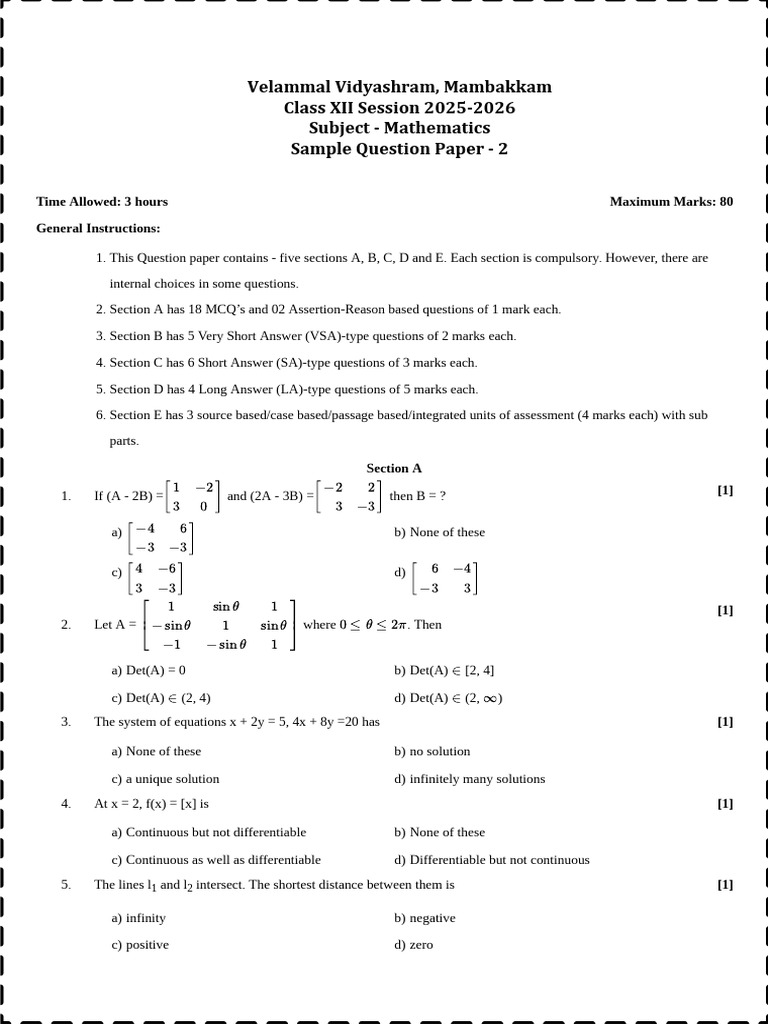 Math Paper-2 Questions | PDF | Line (Geometry) | Function (Mathematics)