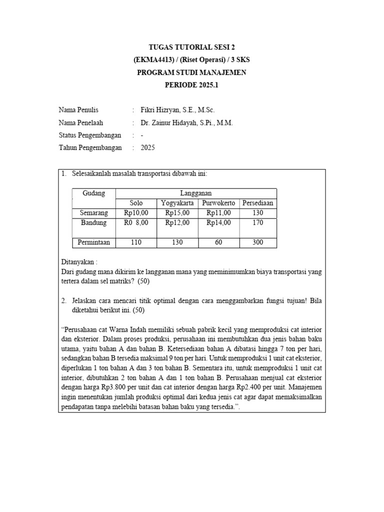 Tugas 2 Riset Operasi | PDF