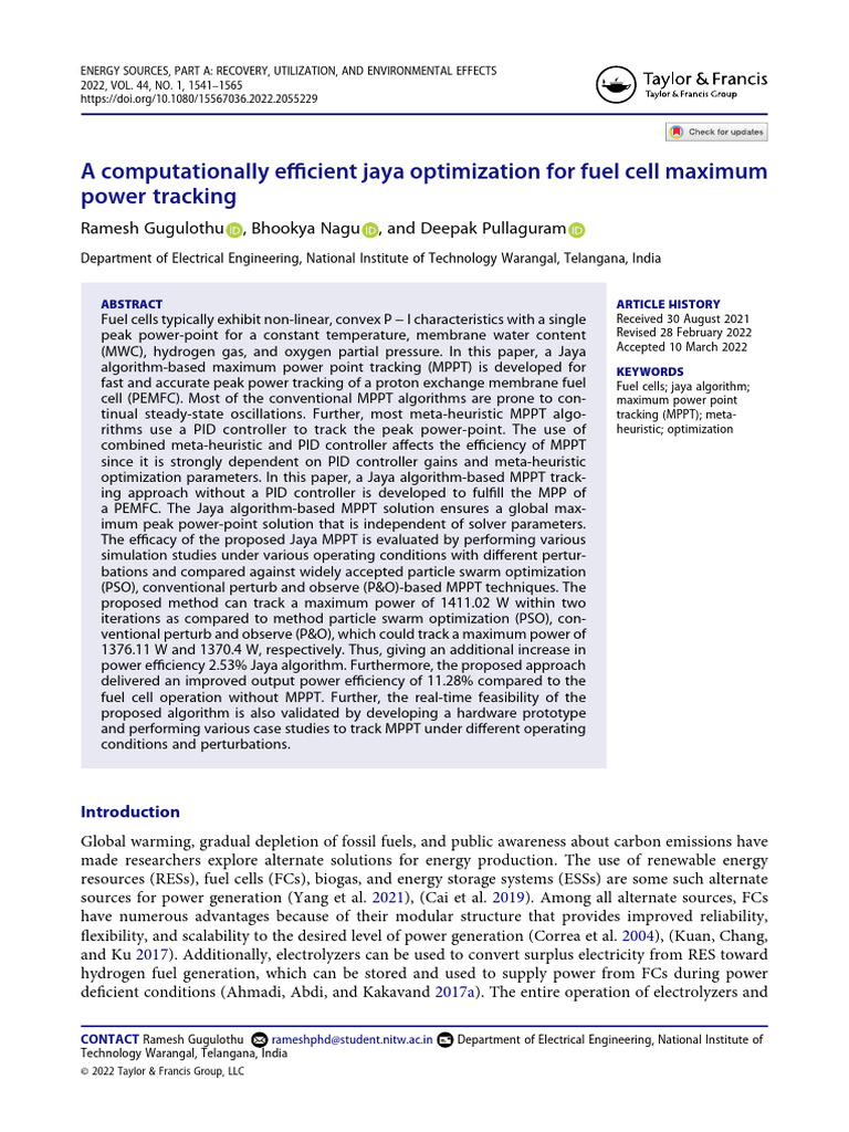 A Computationally Efficient Jael Cell Maximum Power Tracking 2 | PDF ...