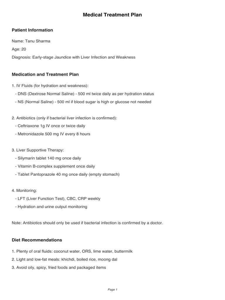 Treatment Plan Tanu Sharma PDF | PDF