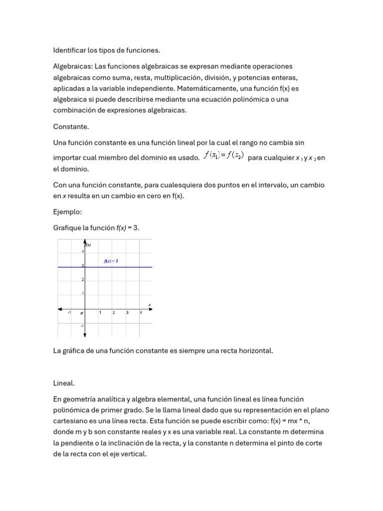 Identificar Los Tipos de Funciones | PDF | Función (Matemáticas) | Variable (Matemáticas)