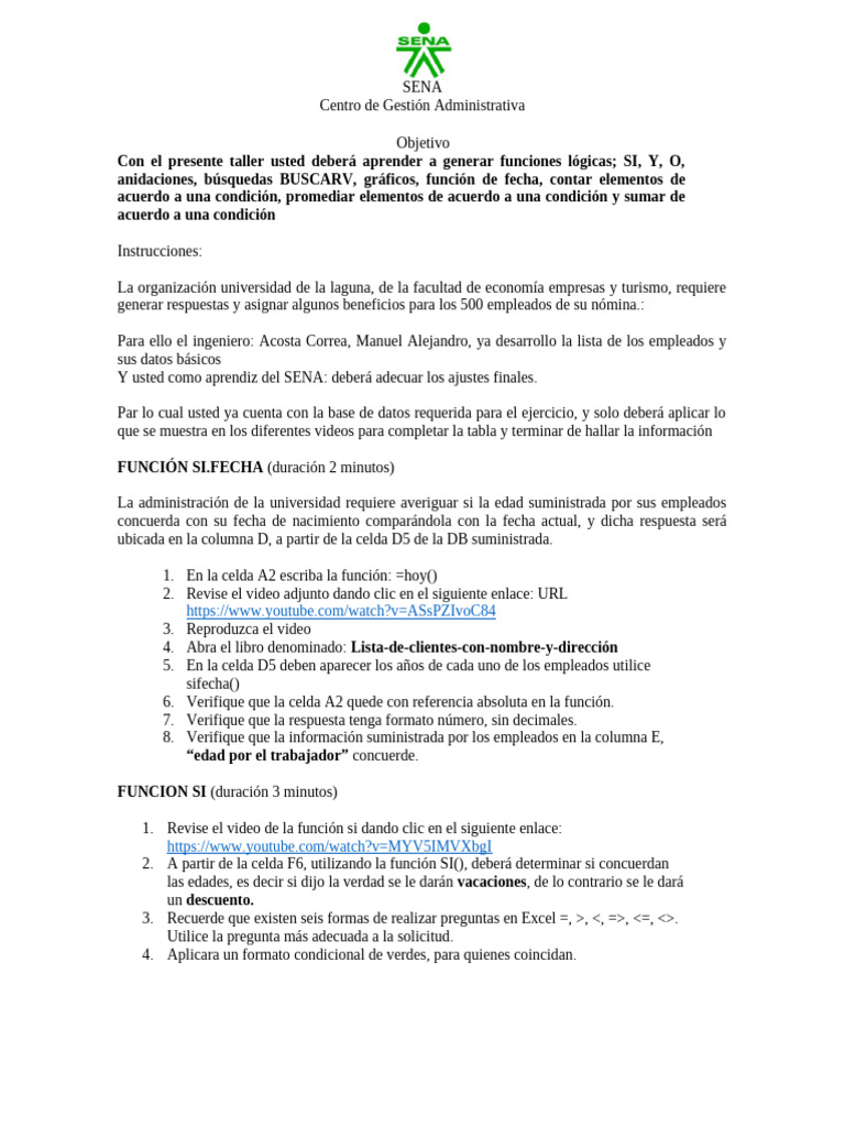 Taller Excel 2 | PDF