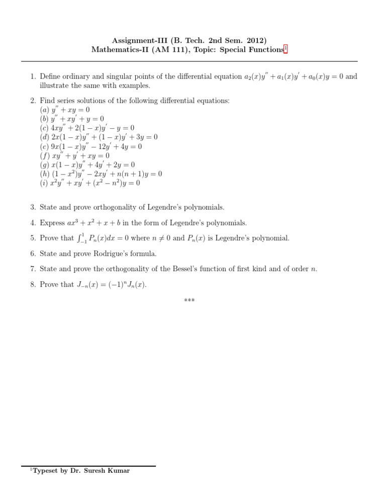 Special Functions in Differential Equations | PDF | Teaching Methods ...