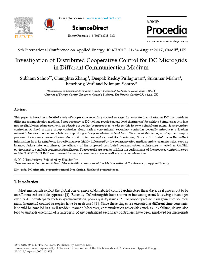 Investigation of Distributed Cooperative Control For DC Microgrids in ...