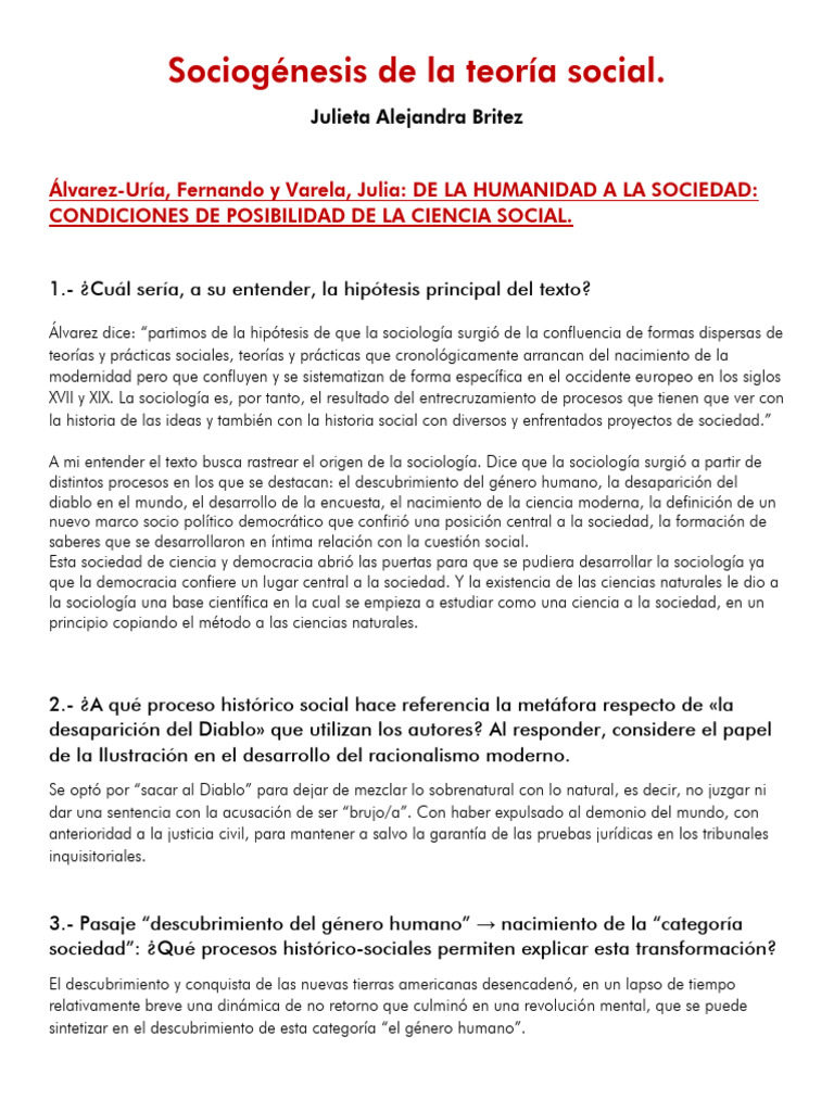 Sociogénesis de La Teoría Social | PDF | Sociología | Capitalismo