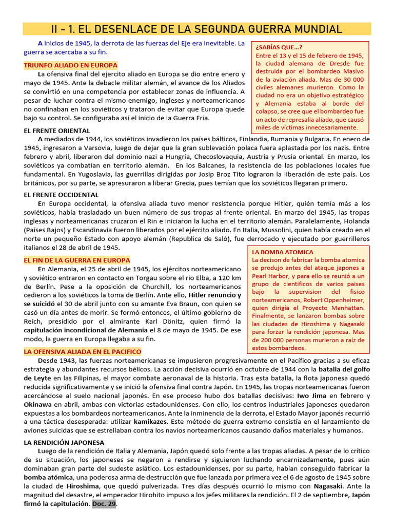 Ii.1.el Desenlace de La Segunda Guerra Mundial | PDF | Segunda Guerra ...