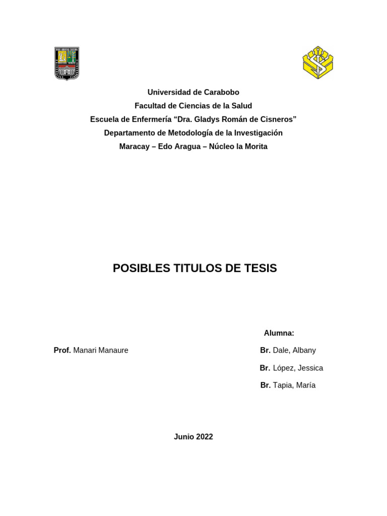 Titulos de Tesis | PDF