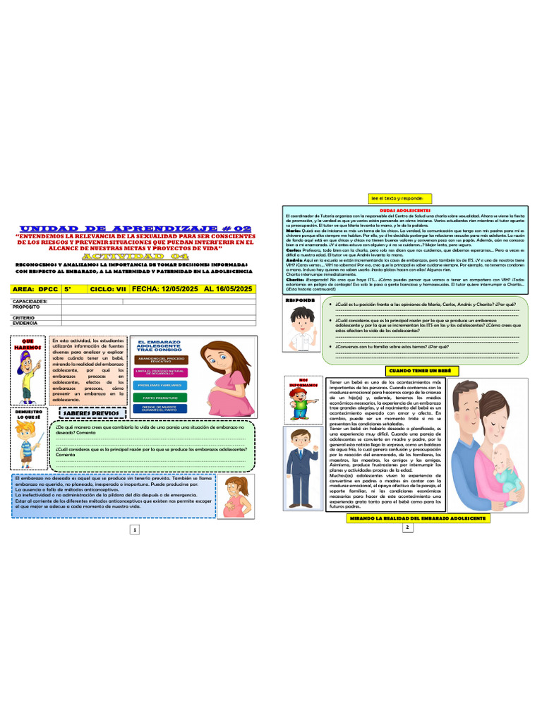 ACTIVIDAD 4 DPCC 5 UNIDAD 2 (N-Up 2x1) | PDF | Control de la natalidad | El embarazo