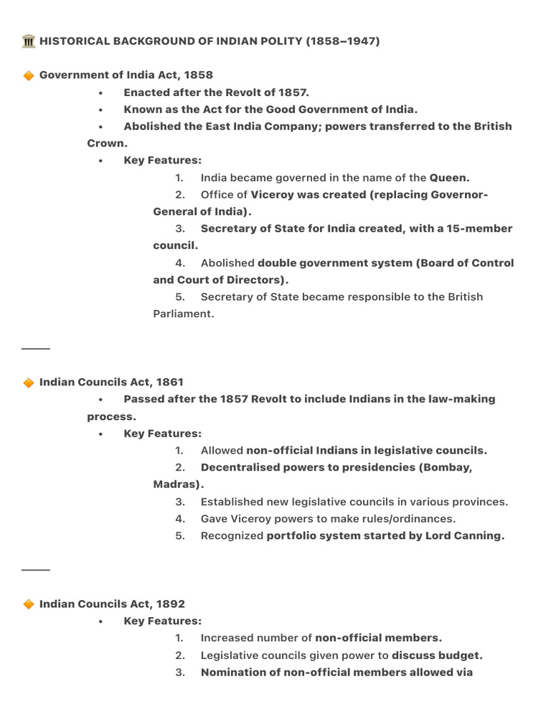 Overview of Crown Rule in India (1858-1947) | PDF | Government ...