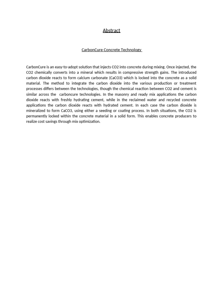 CarbonCure Concrete Technology Overview | PDF