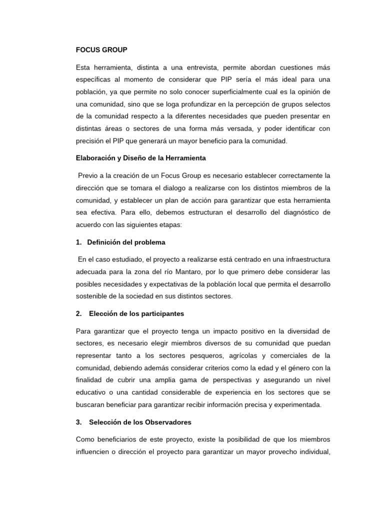 Focus Group | PDF | Grupo de enfoque