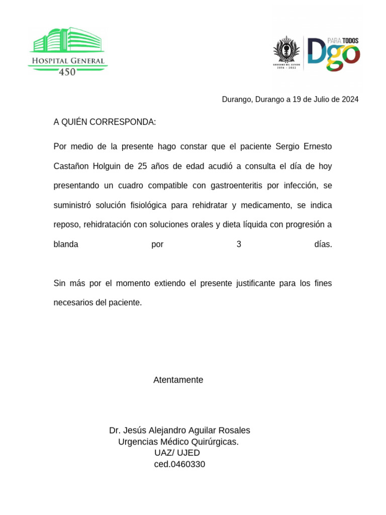 Justificante Sergio | PDF