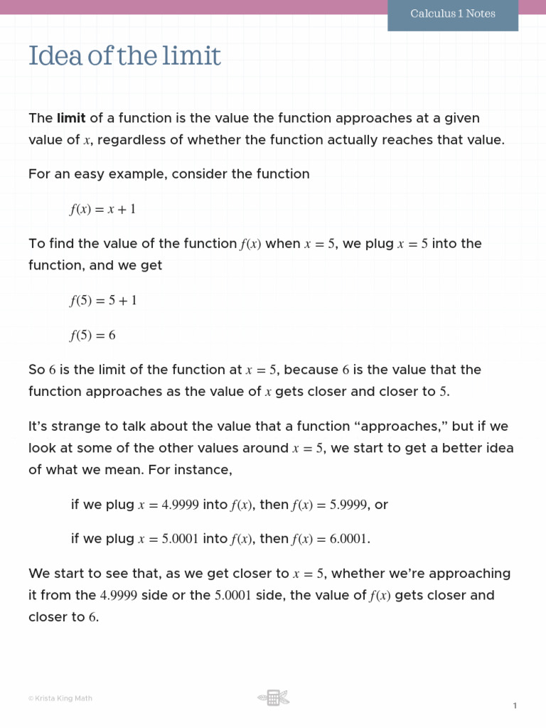 01 Idea of The Limit | PDF