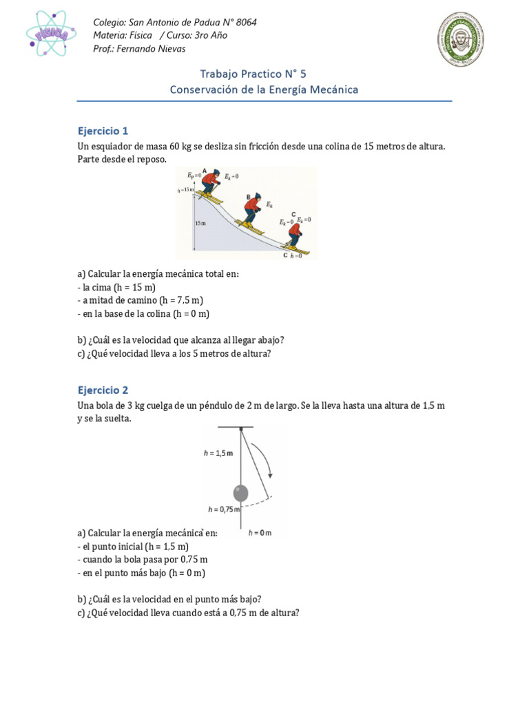 Trabajo Practico #5 - Conservacion de La Energia Mecanica | PDF