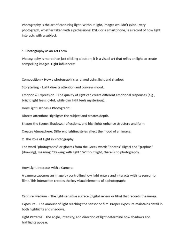 Understanding Light in Photography | PDF | Exposure (Photography ...