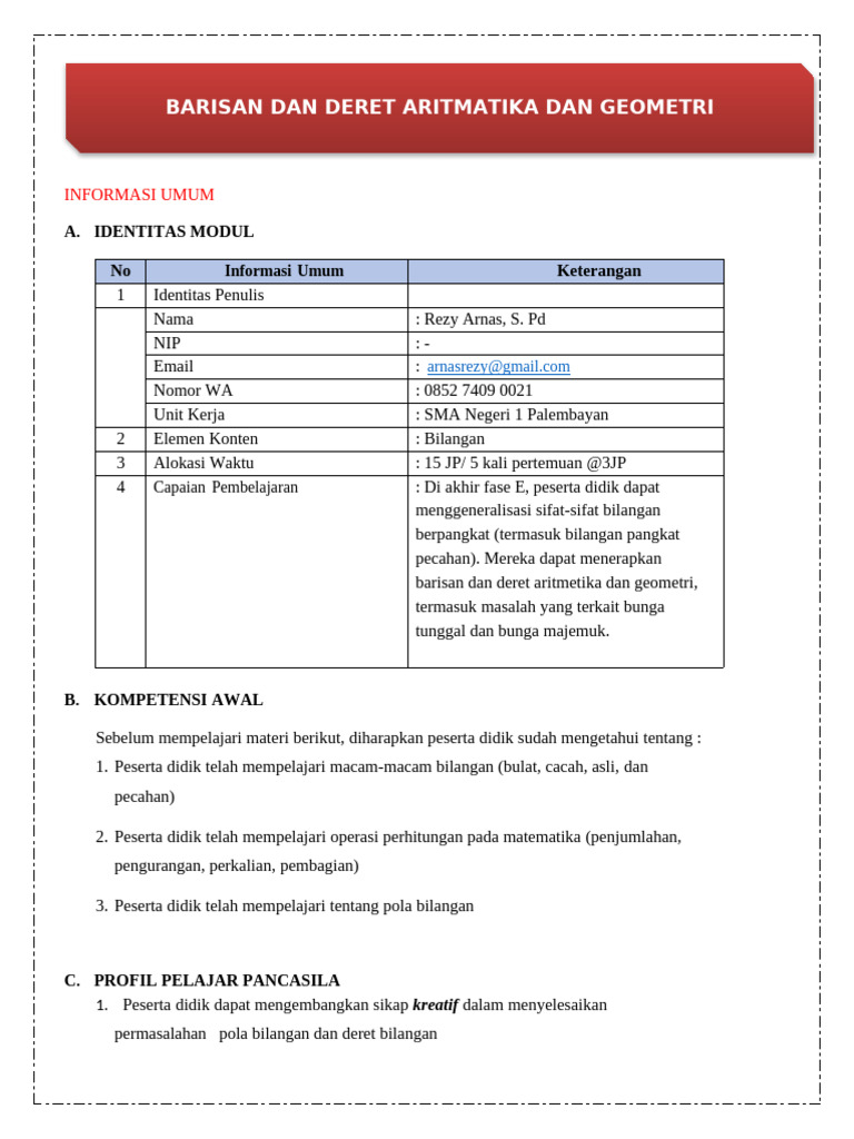 MA - Matematika - Rezy Arnas - SMA - E (Modul 2) (Barisan Dan Deret ...