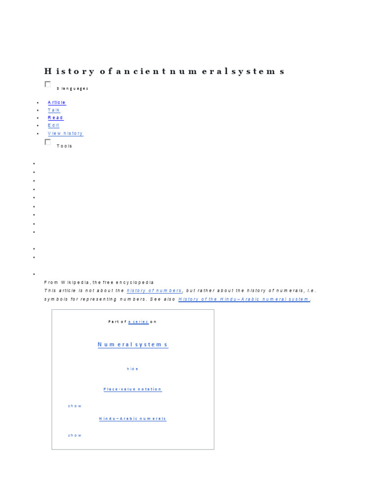 History of Ancient Numeral Systems | PDF