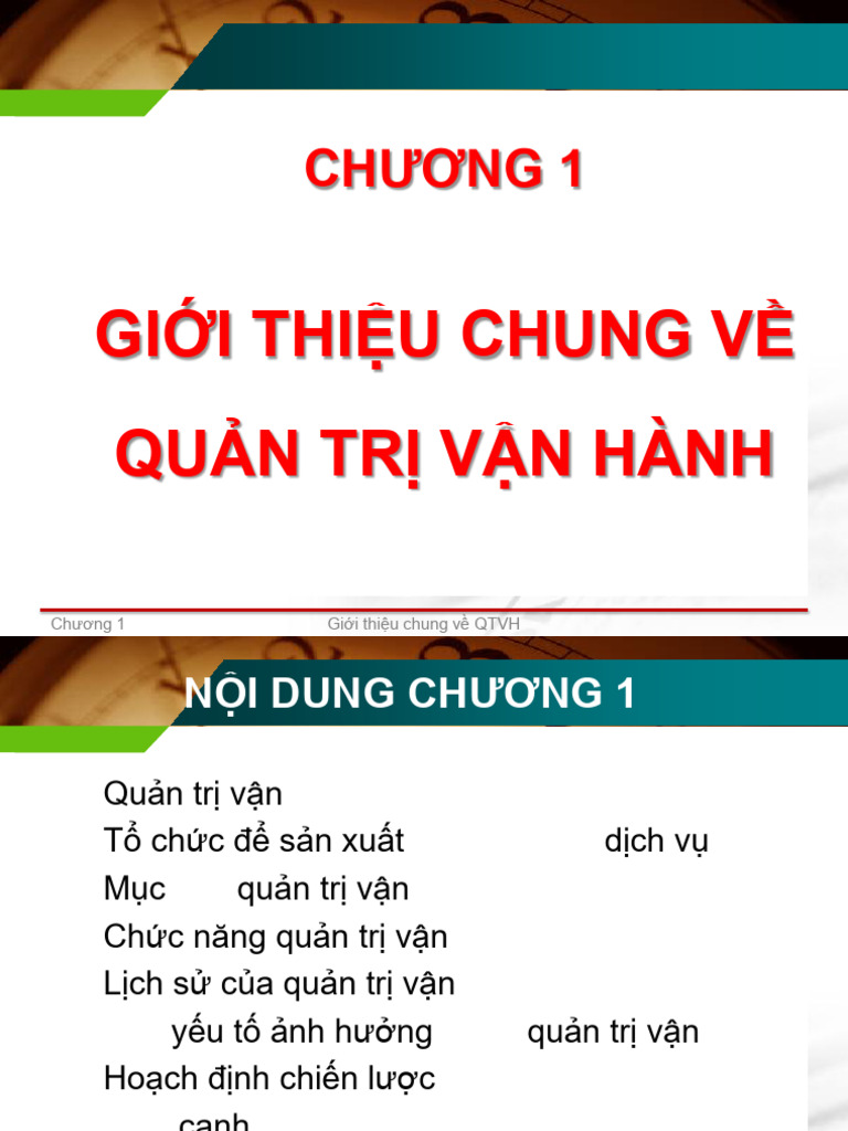 Chuong 1 Gioi Thieu Chung Ve Quan Tri Van Hanh | PDF
