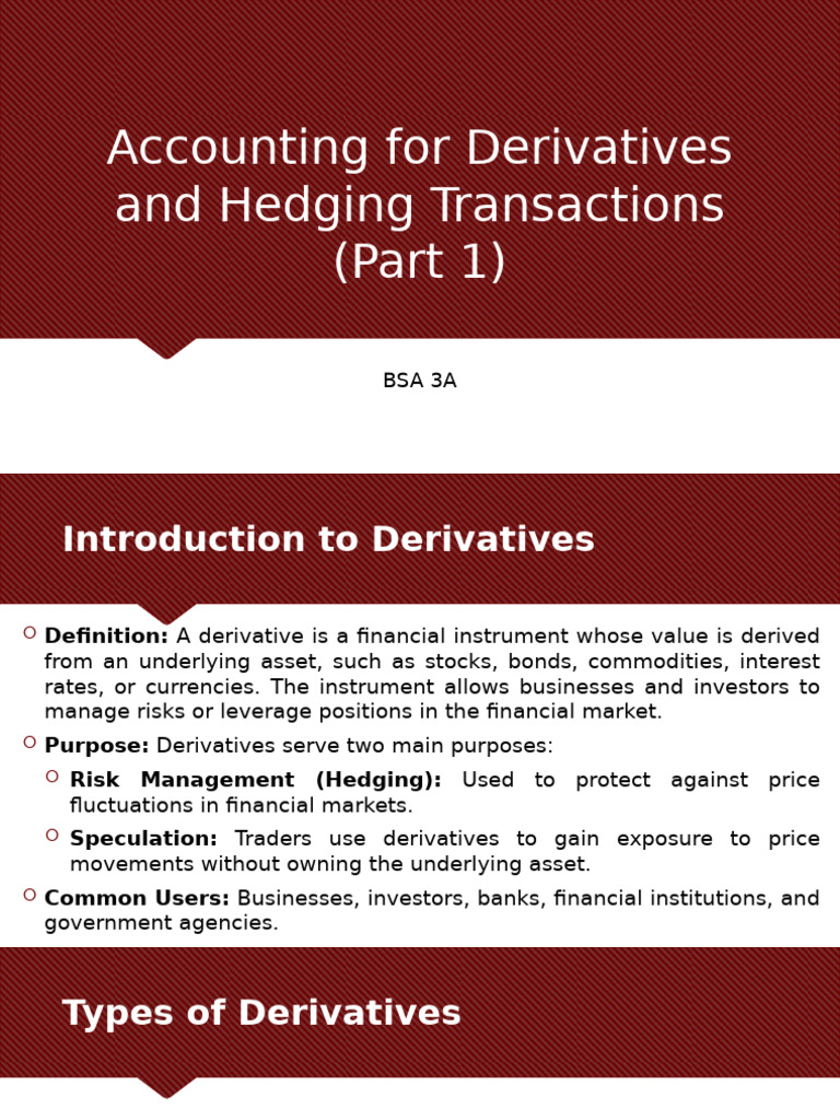 Accounting For Derivatives and Hedging Transactions Part | PDF ...