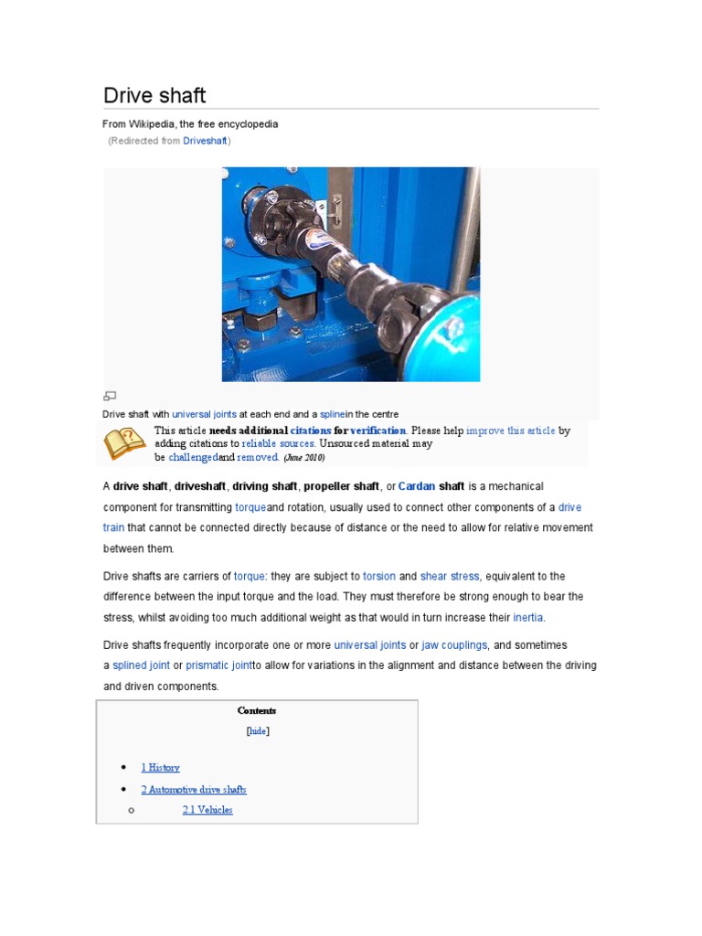 Drive Shaft: Function and Types Explained | PDF | Transmission ...