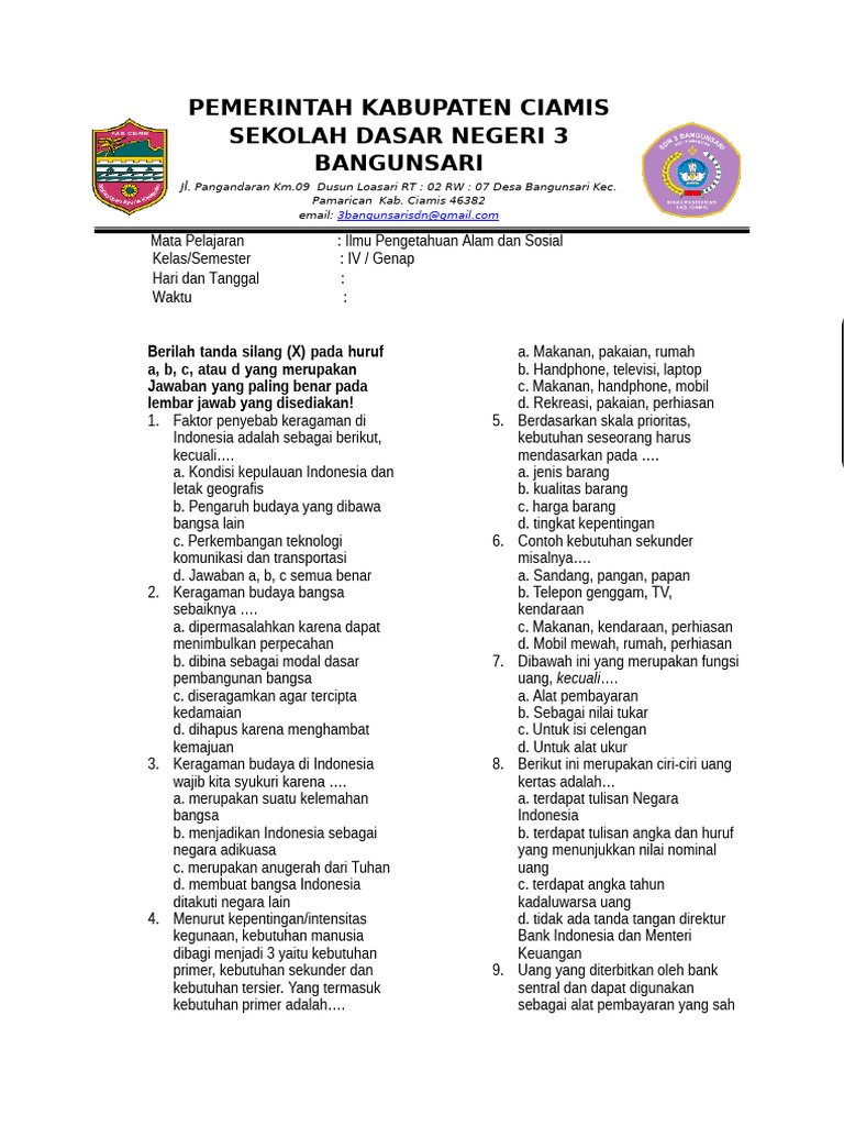 Sas Ipas 2025 Kelas 4 | PDF