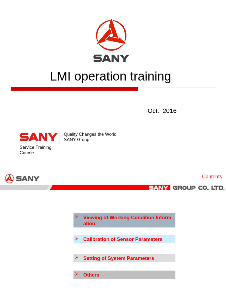 078 Sany LMI Operation Training | PDF | Crane (Machine)