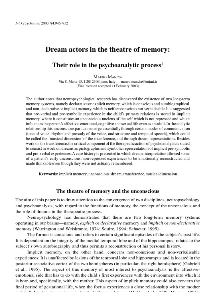 Dream Actors | PDF | Unconscious Mind | Memory