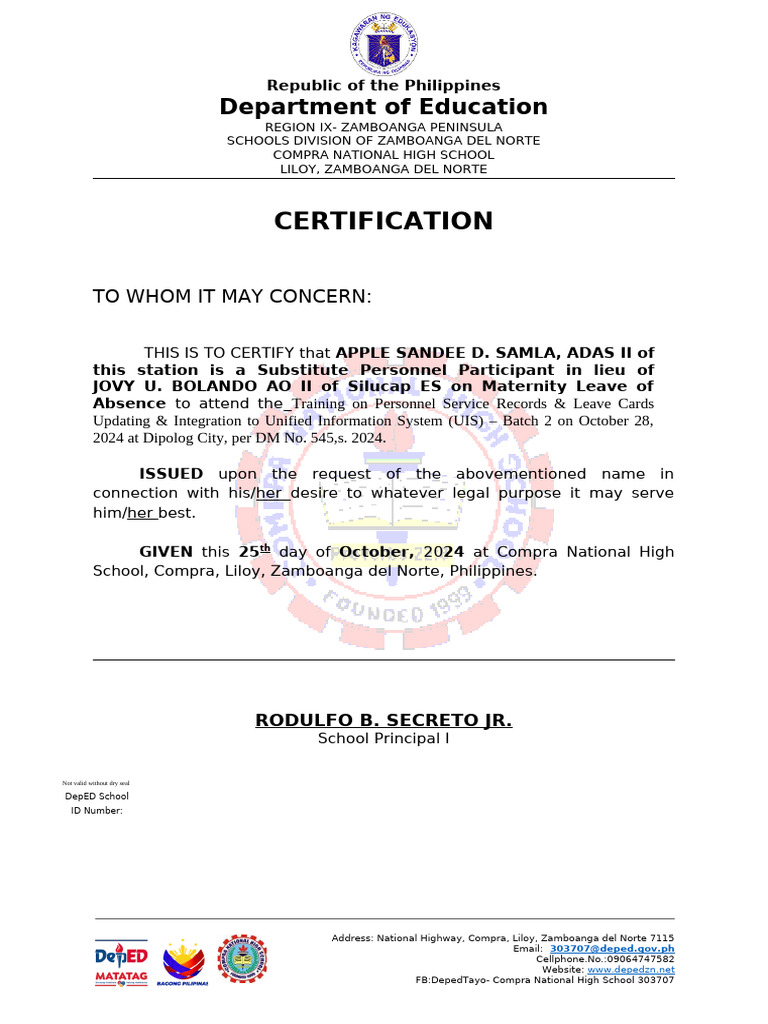Certification and Enrollment Documents | PDF | Philippines