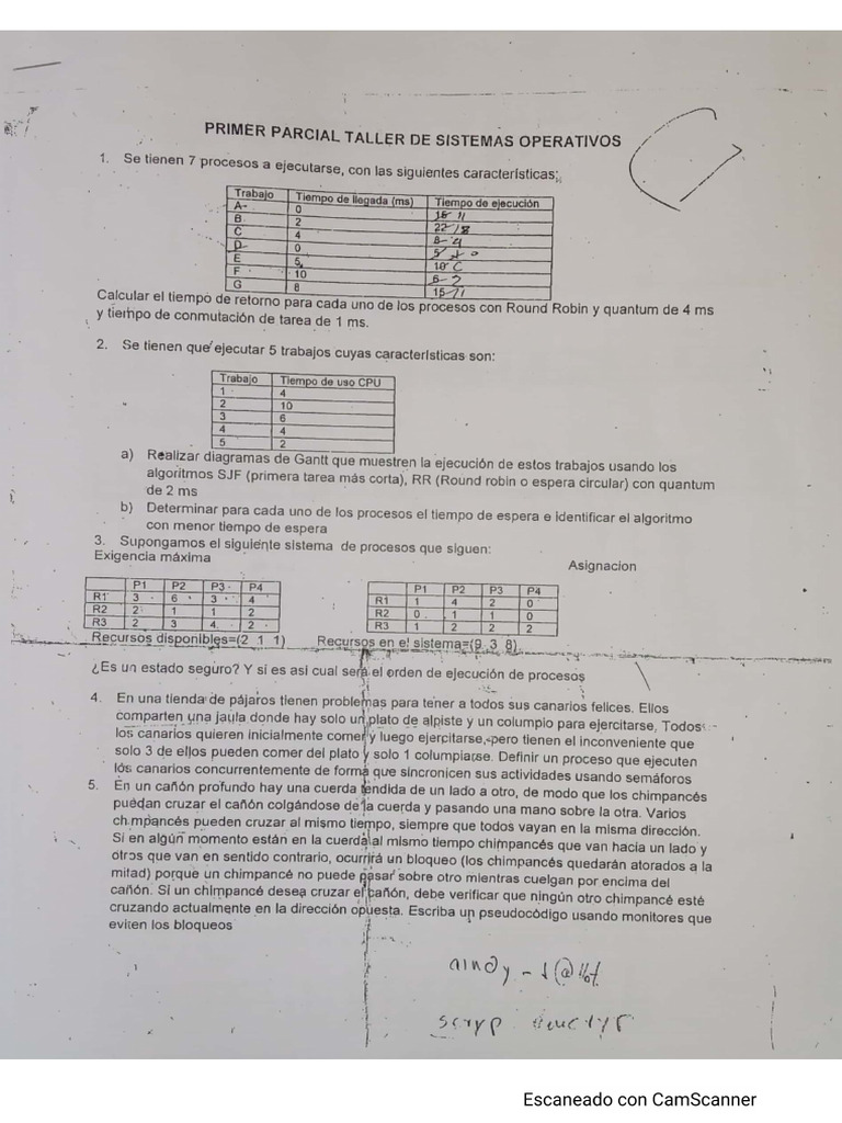 Exámenes Pasados (1er Parcial) TSO | PDF
