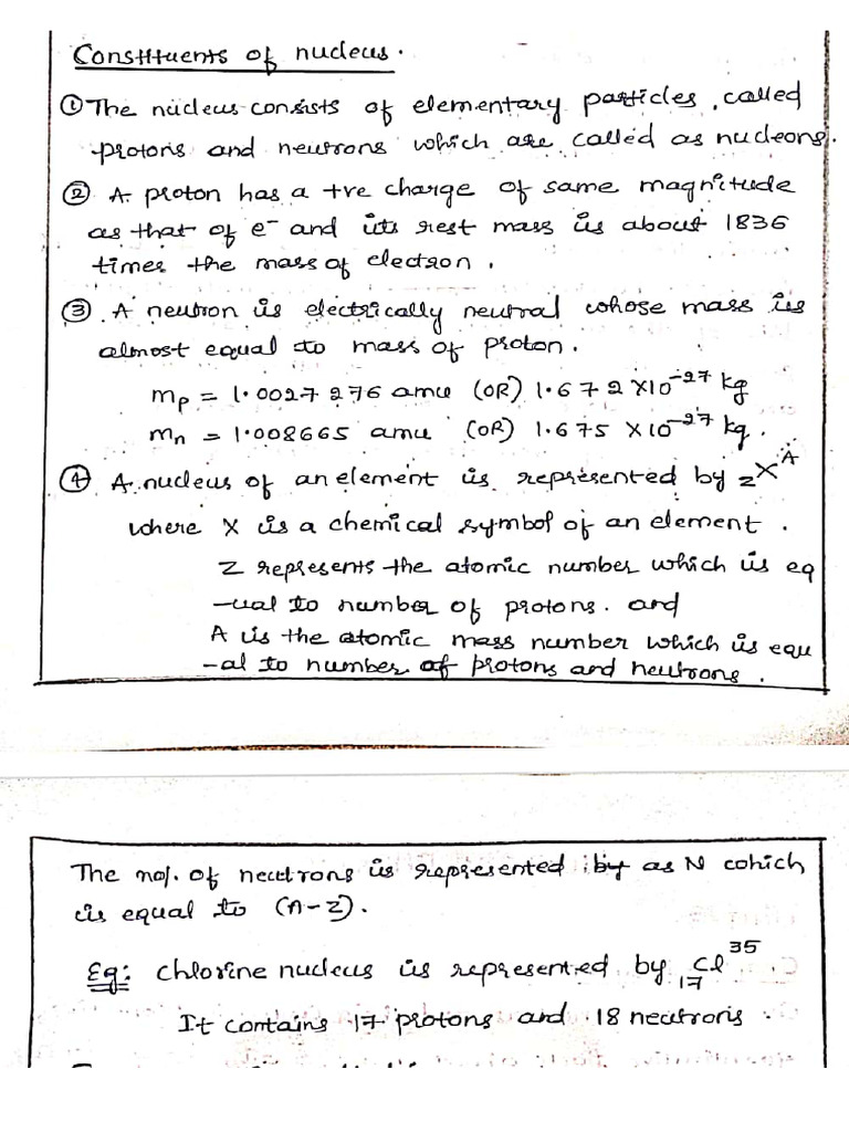 Constituents of Nucleus and Their Intrinsic Properties | PDF