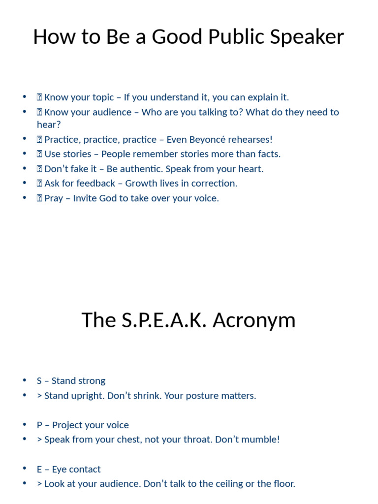 Public Speaking Presentation Blue | PDF