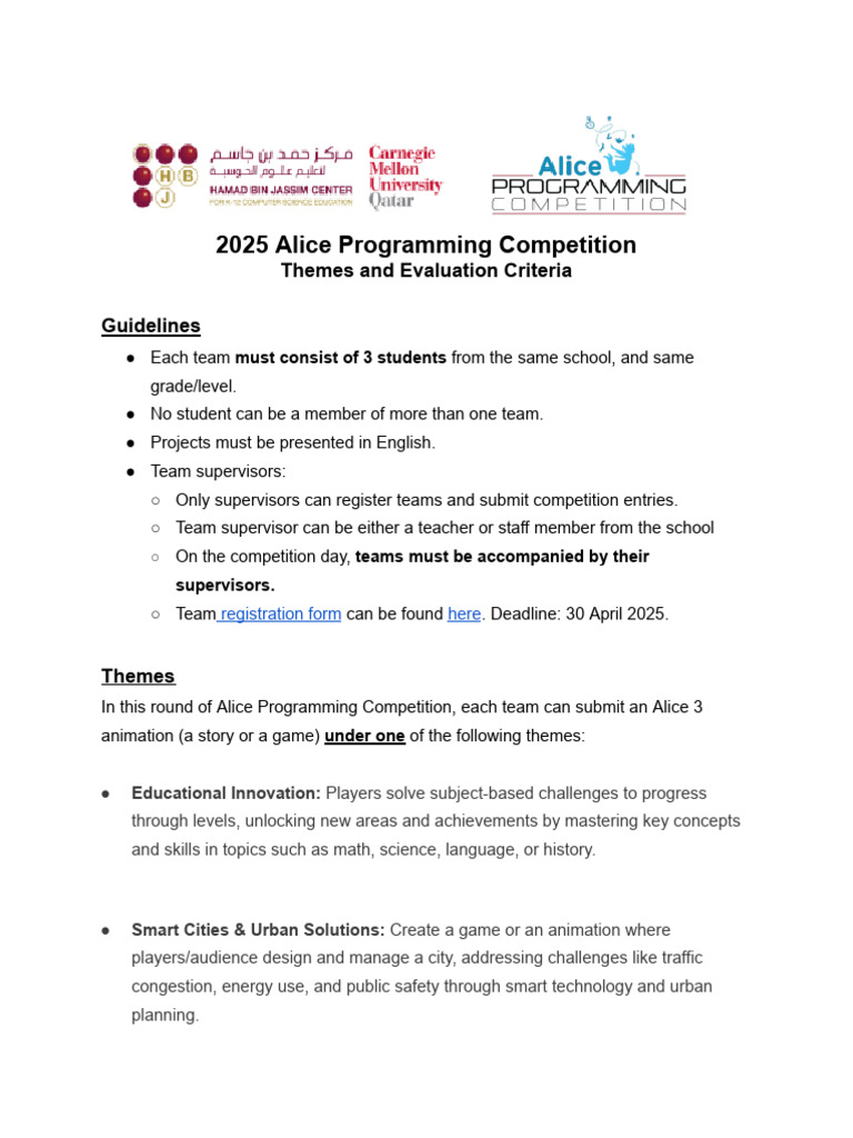 2025 Alice Programming Competition - Themes | PDF