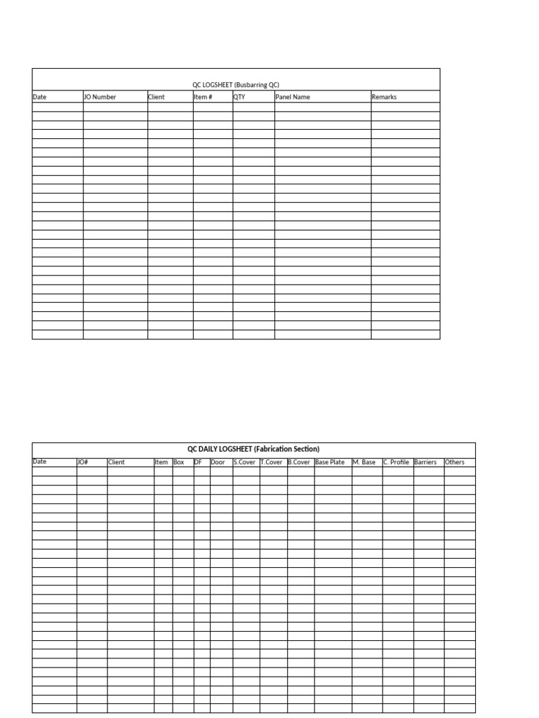 QC Logsheet | PDF