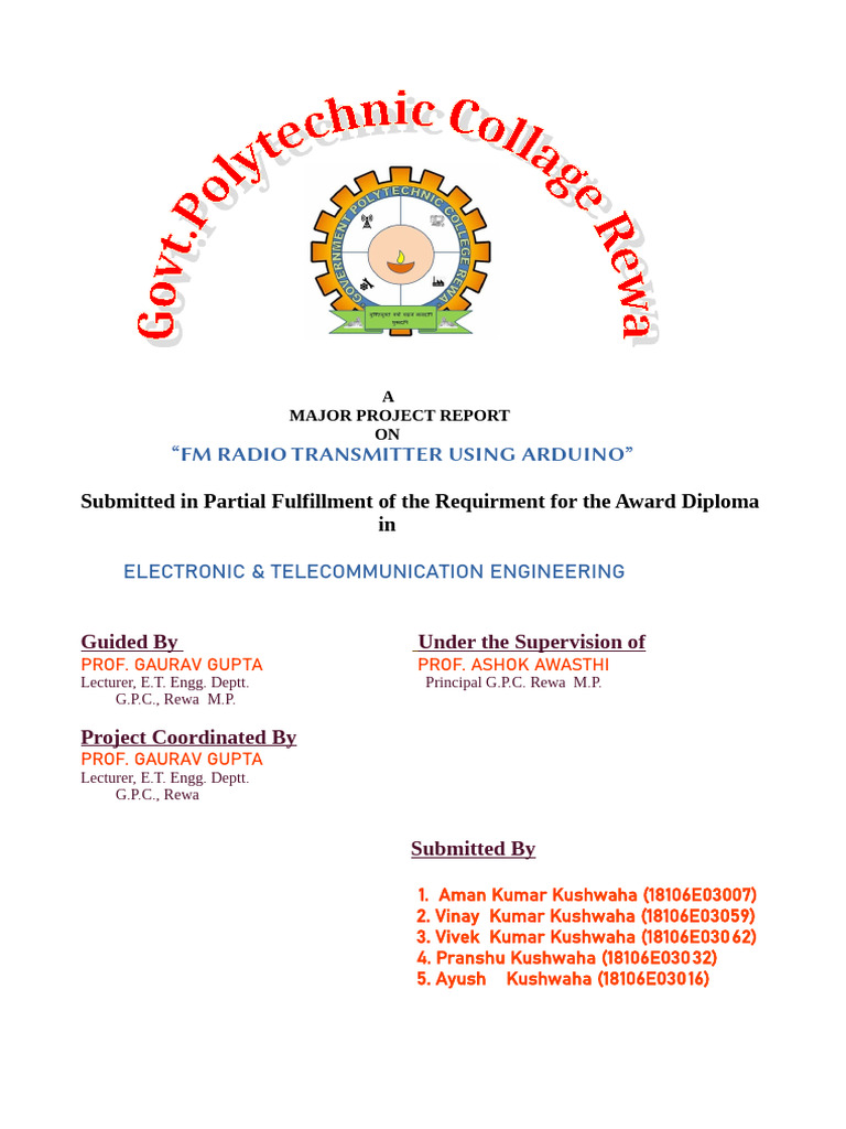 FM Radio Transmitter Project Report | PDF | Frequency Modulation ...