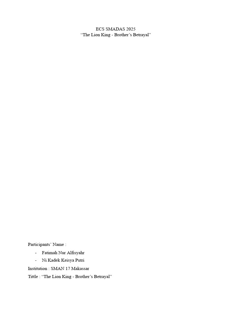 Script Latihan Ecs (Lion King) | PDF