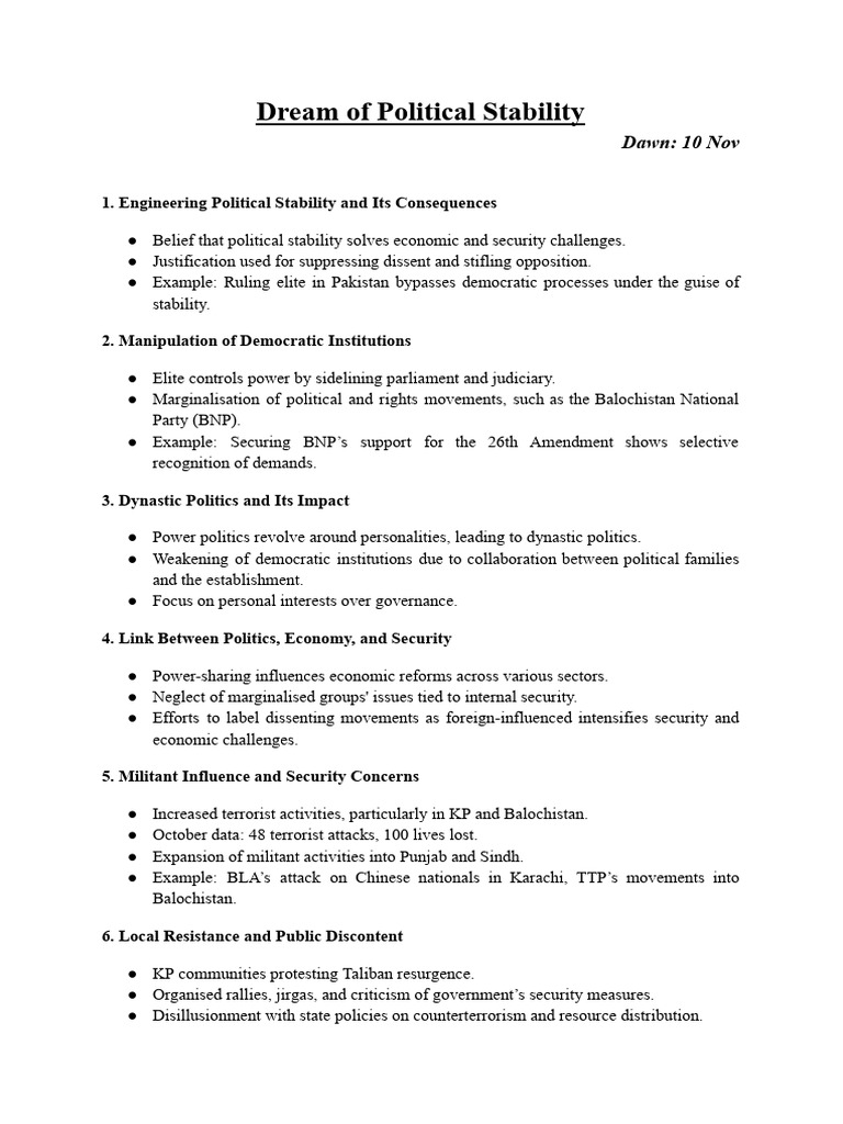 Dream of Political Stability | PDF