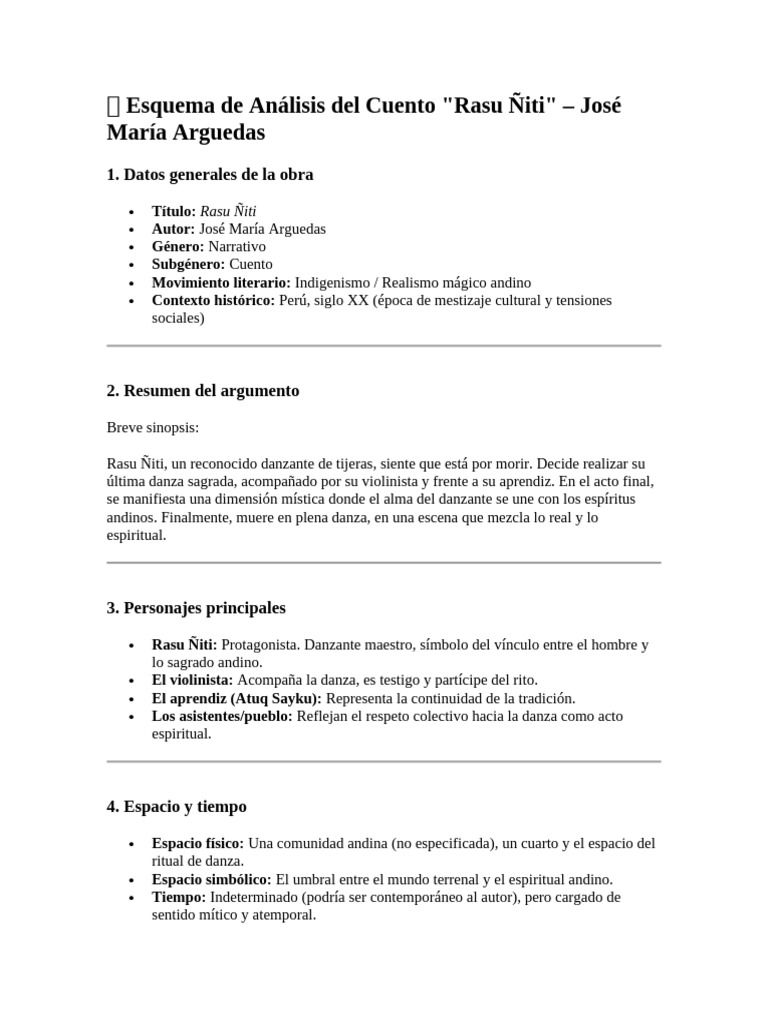 Análisis del cuento "Rasu Ñiti" | PDF | Bailes