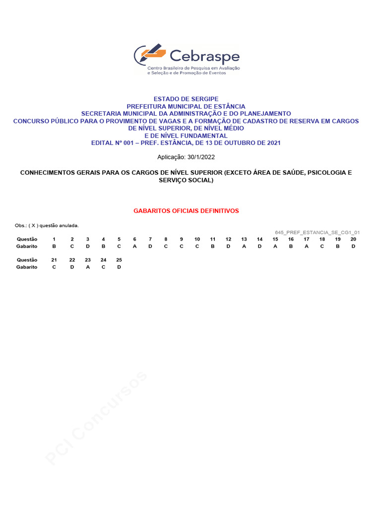 Gabarito Definitivo | PDF