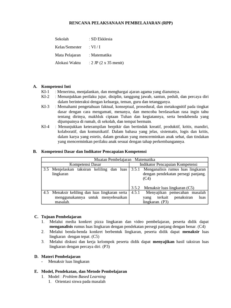 RPP PPL SIKLUS 2 | PDF