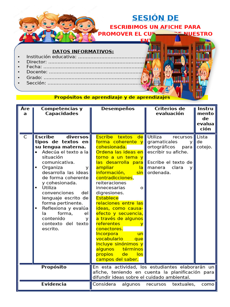 3° SESIÓN DÍA 3 COM ESCRIBIMOS UN AFICHE PARA PROMOVER EL CUIDADO DE NUESTRO ENTORNO | PDF | Póster