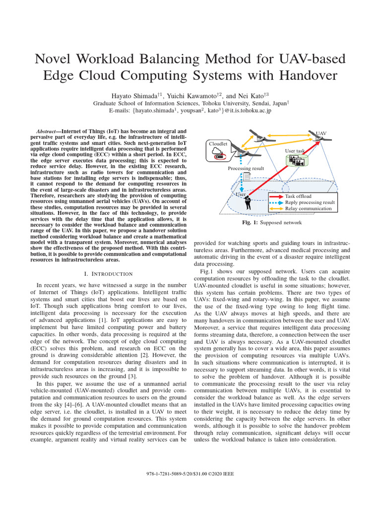 UAV Workload Balancing for Edge Computing | PDF | Internet Of Things ...