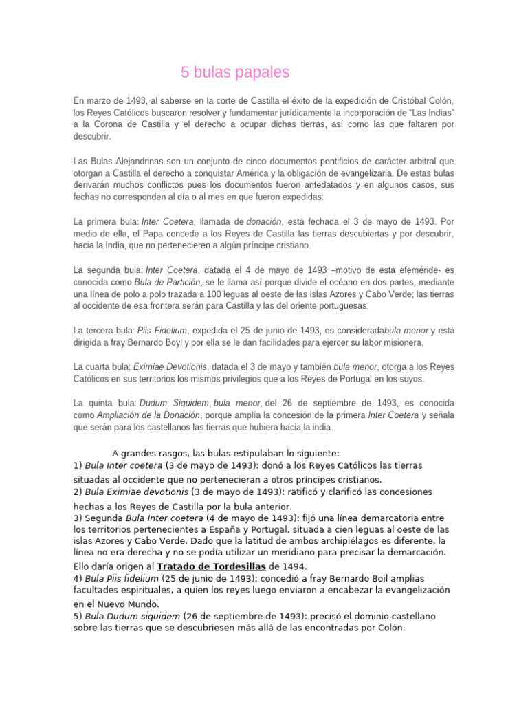 Bulas Papales y su Impacto en América | PDF | Espiritualidad catolica ...