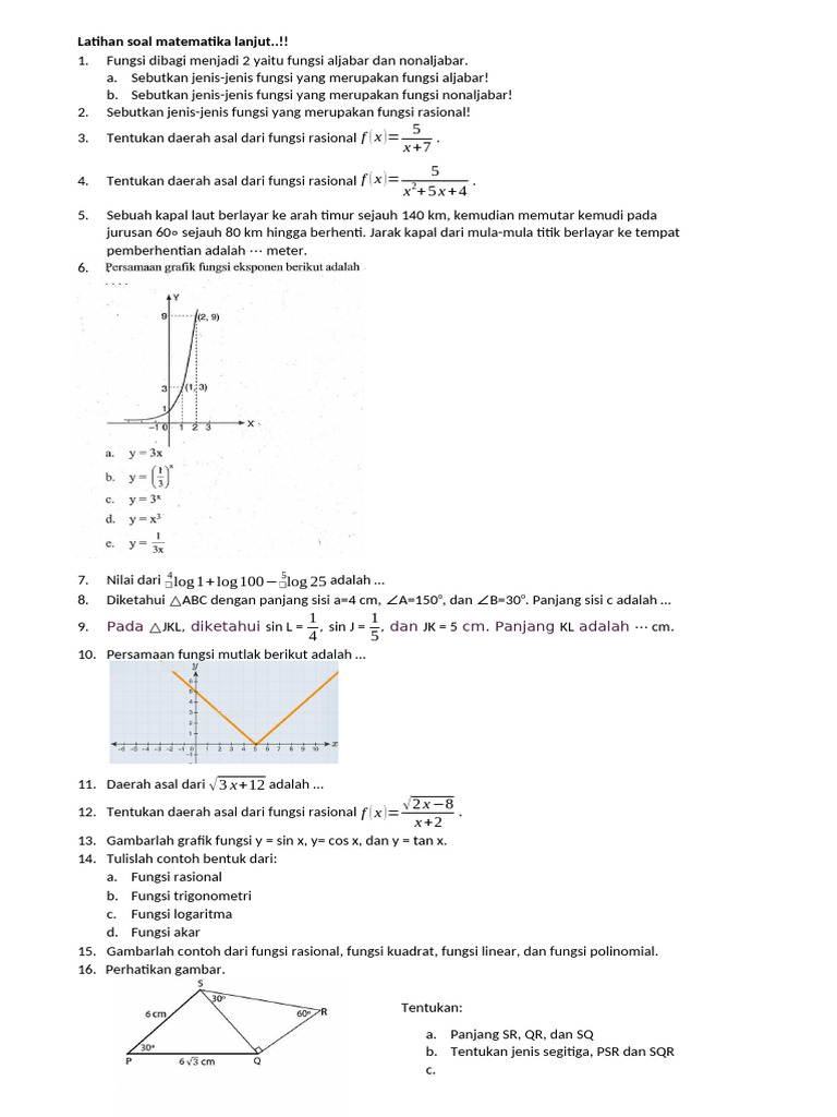 Latihan Soal Matematika Lanjut | PDF