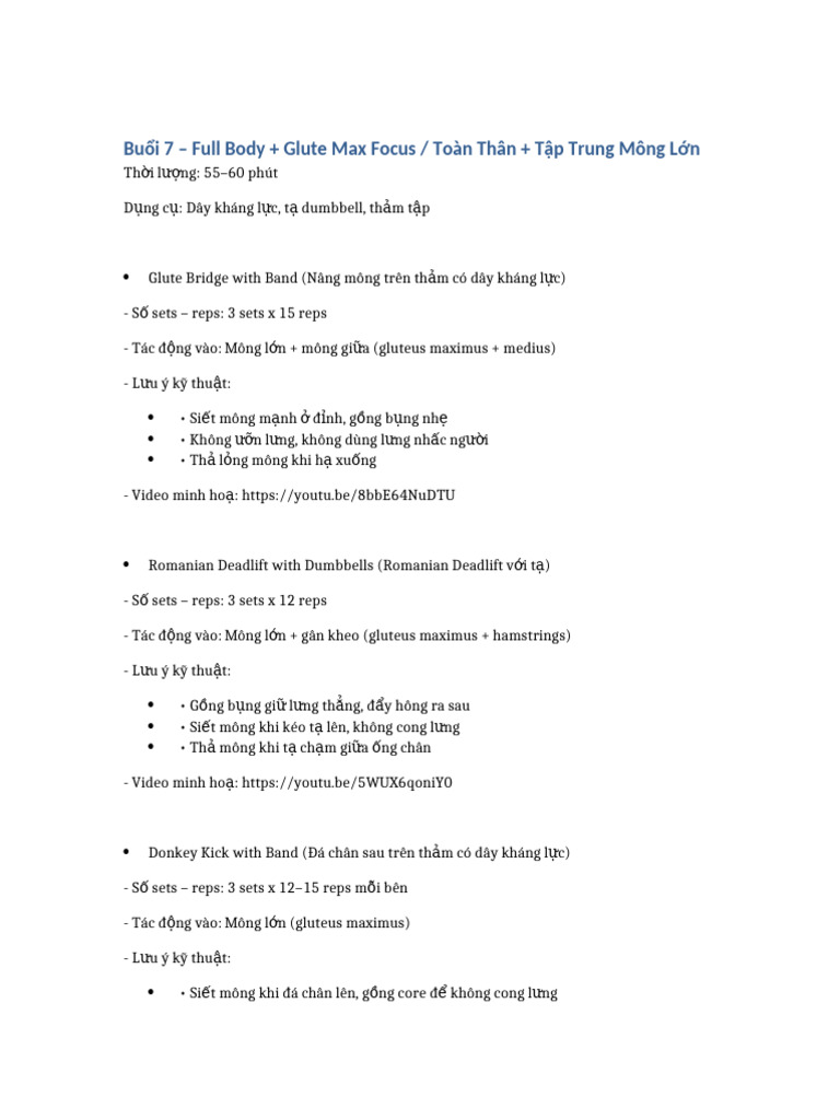 Buoi 7 Full Body Glute Max Focus | PDF