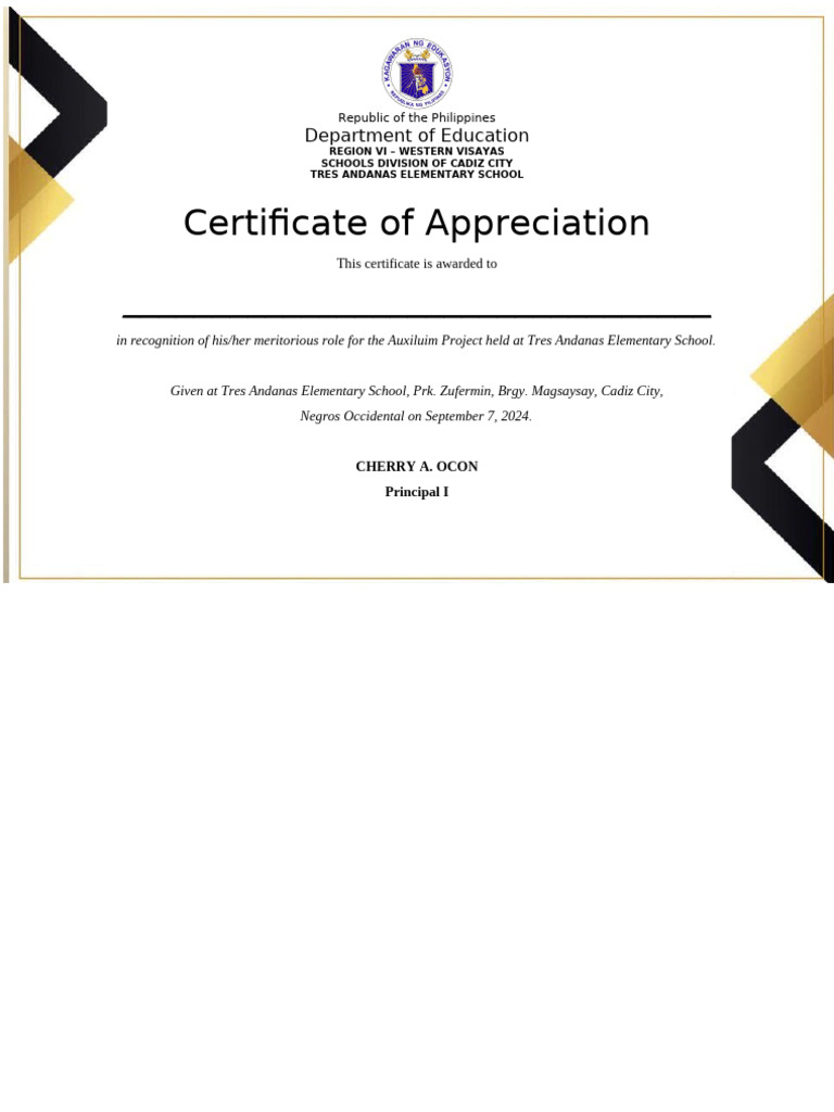 Certificate For Appreciation | PDF