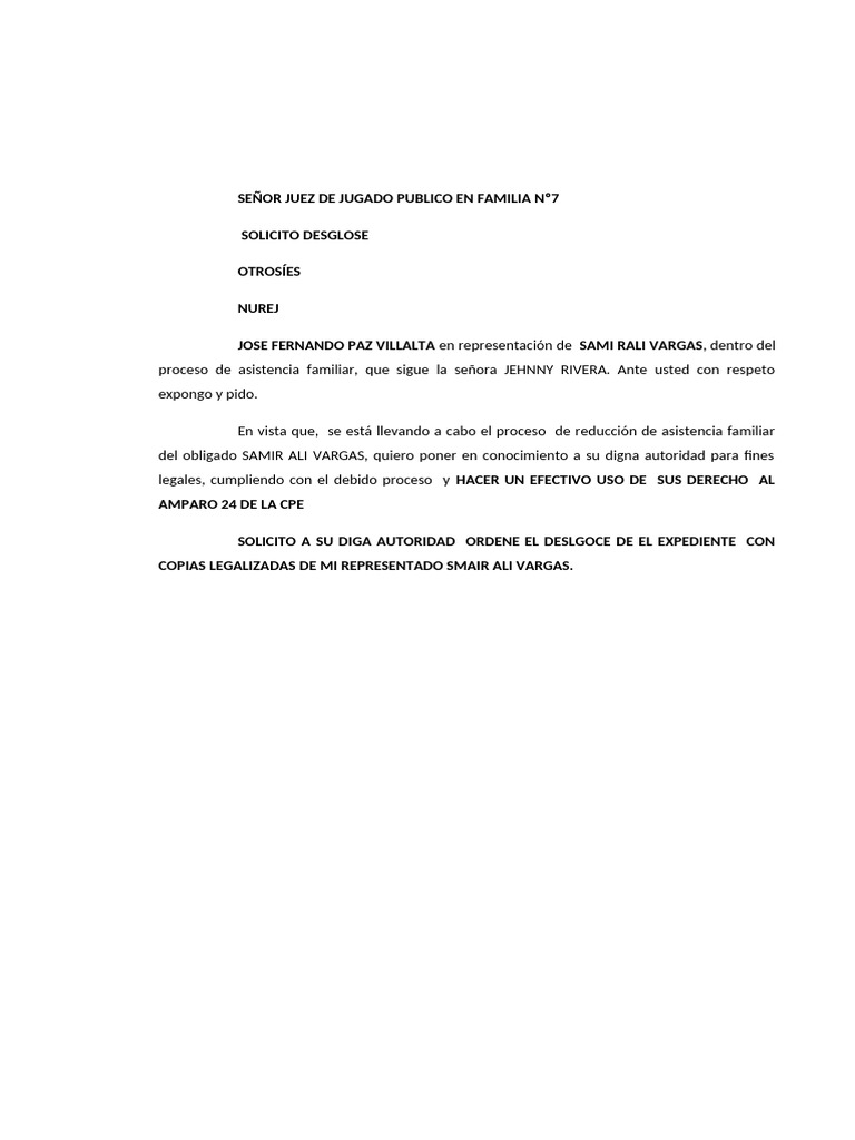 Solicito Desgloce | PDF