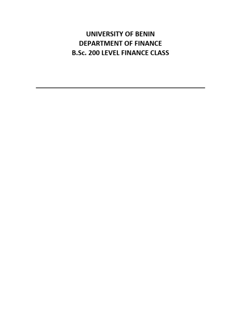 BFN 221 Introduction To Financial Management 11 Lecture Note October ...