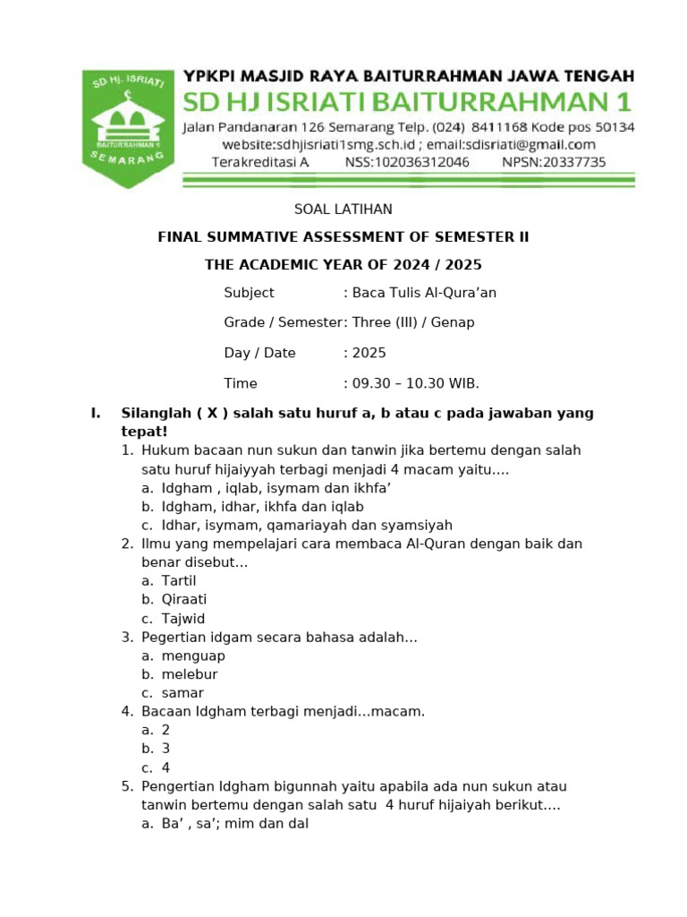 Latihan Soal Btq 3 | PDF