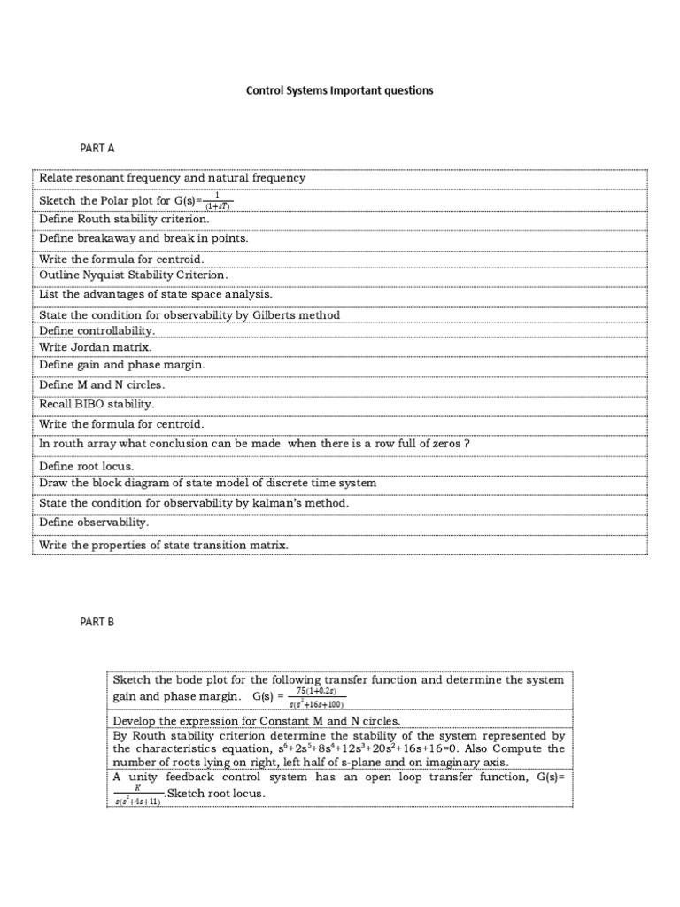 Control Systems Key Questions & Solutions | PDF | Control Theory ...