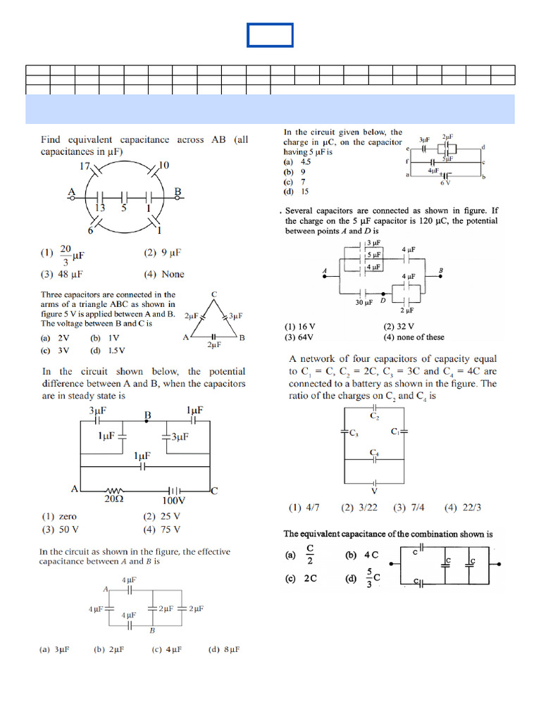 Physics Assignment (Combination of Capacitors) | PDF